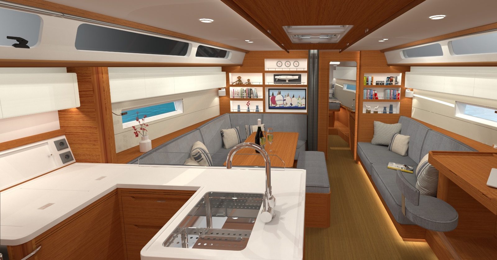 Arcona 50 Mahogany interior